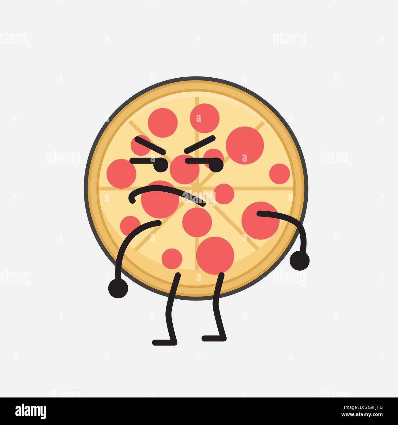 Vector Illustration of Pizza Character with cute face and simple body ...