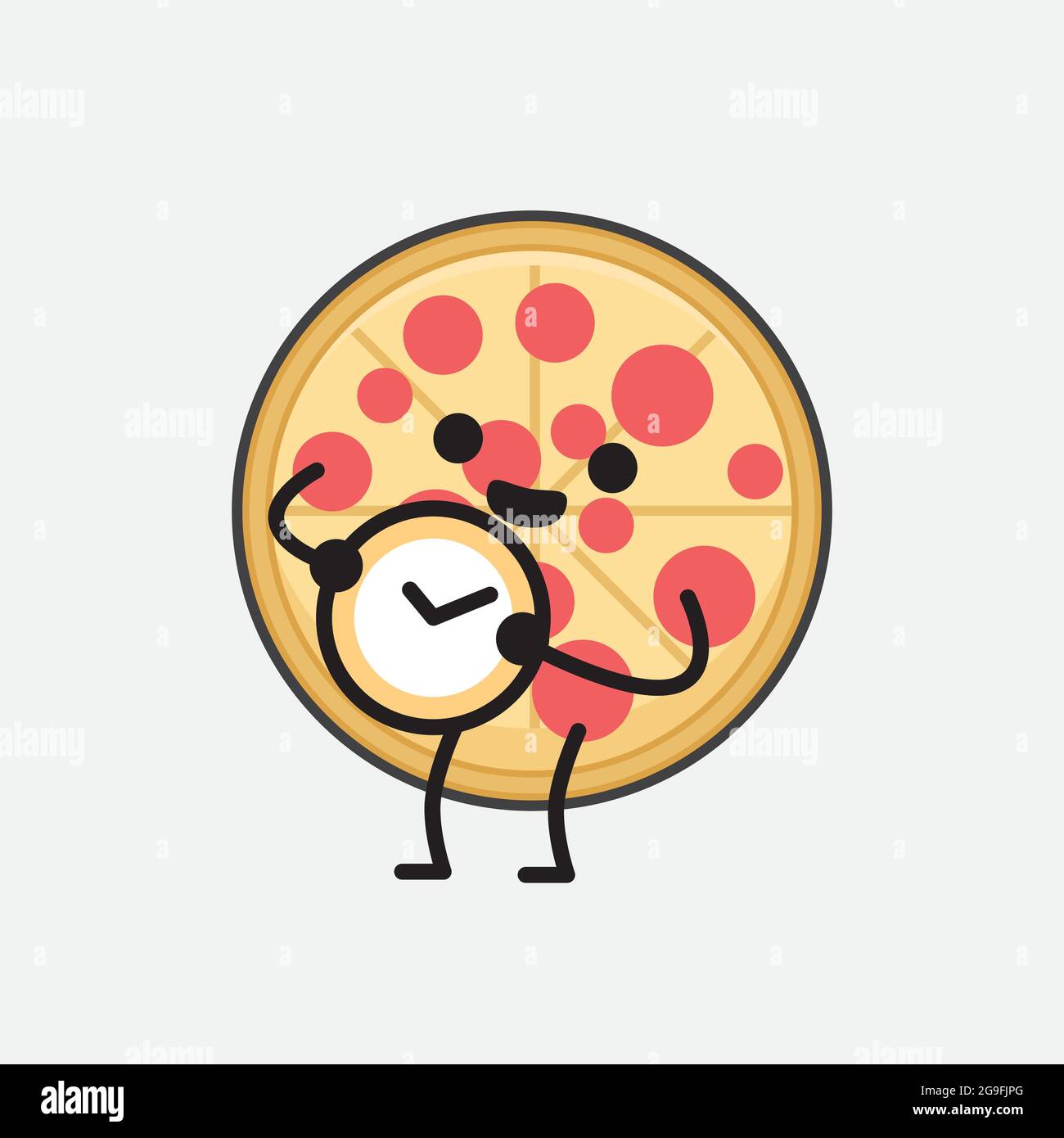 Vector Illustration of Pizza Character with cute face and simple body ...