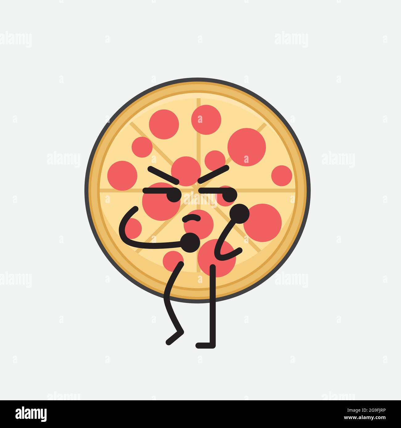 Vector Illustration of Pizza Character with cute face and simple body ...