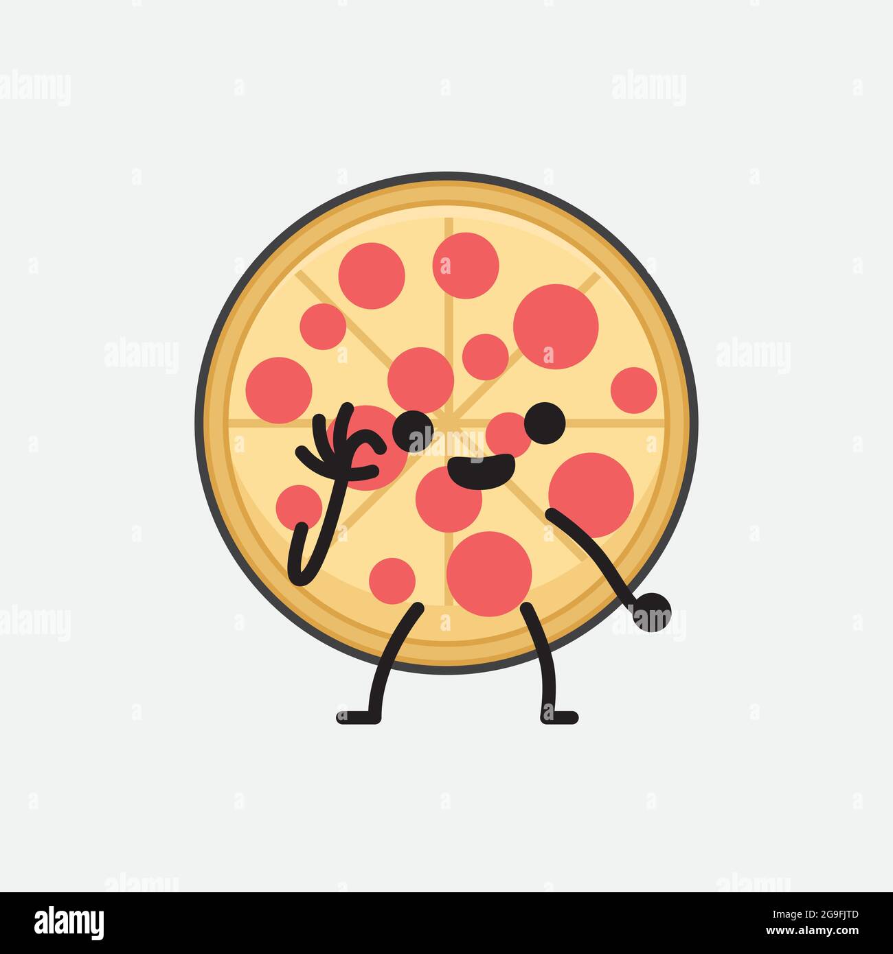 Vector Illustration of Pizza Character with cute face and simple body ...