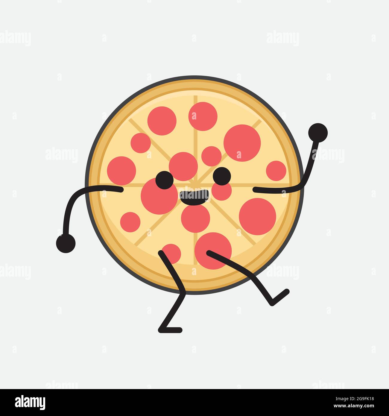 Vector Illustration of Pizza Character with cute face and simple body ...