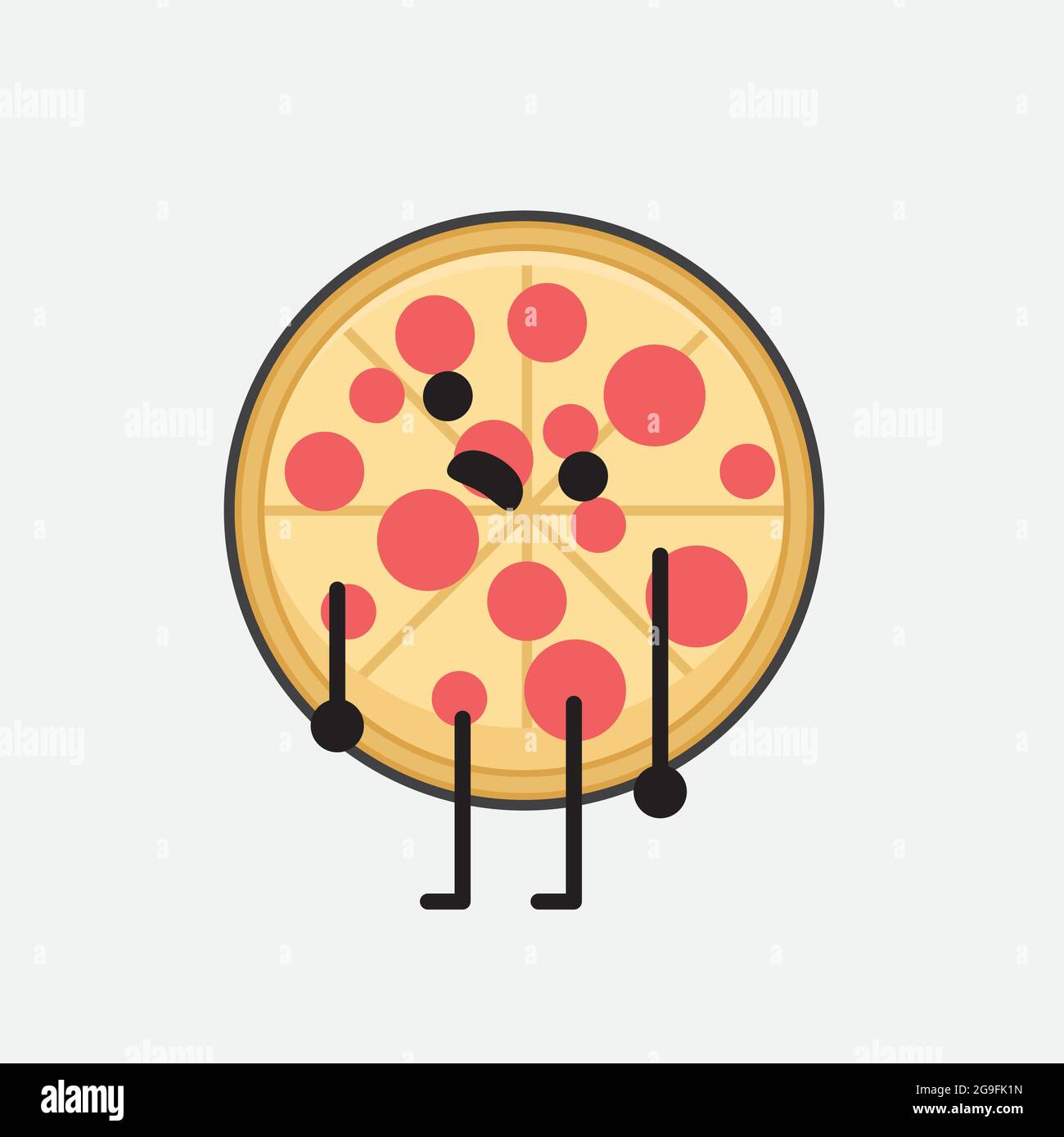 Vector Illustration of Pizza Character with cute face and simple body ...