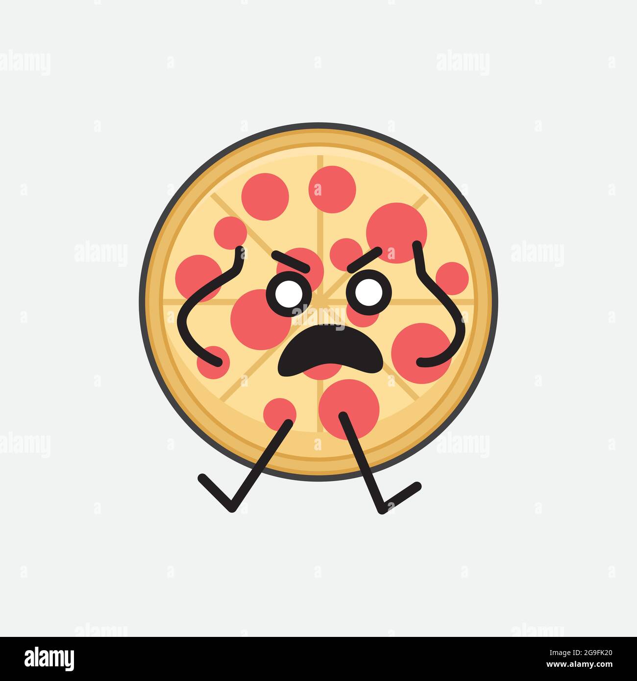 Vector Illustration of Pizza Character with cute face and simple body ...