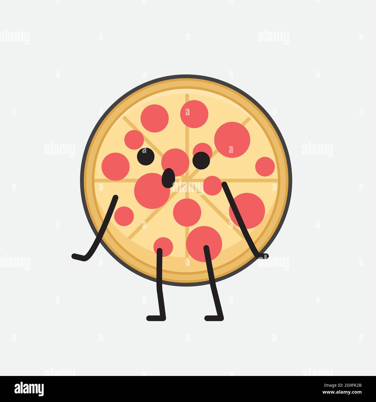 Vector Illustration of Pizza Character with cute face and simple body ...