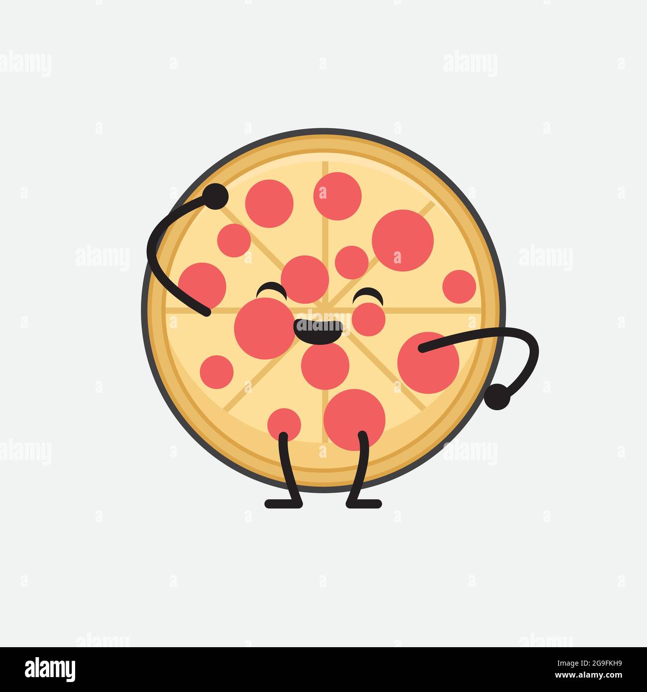 Vector Illustration of Pizza Character with cute face and simple body ...