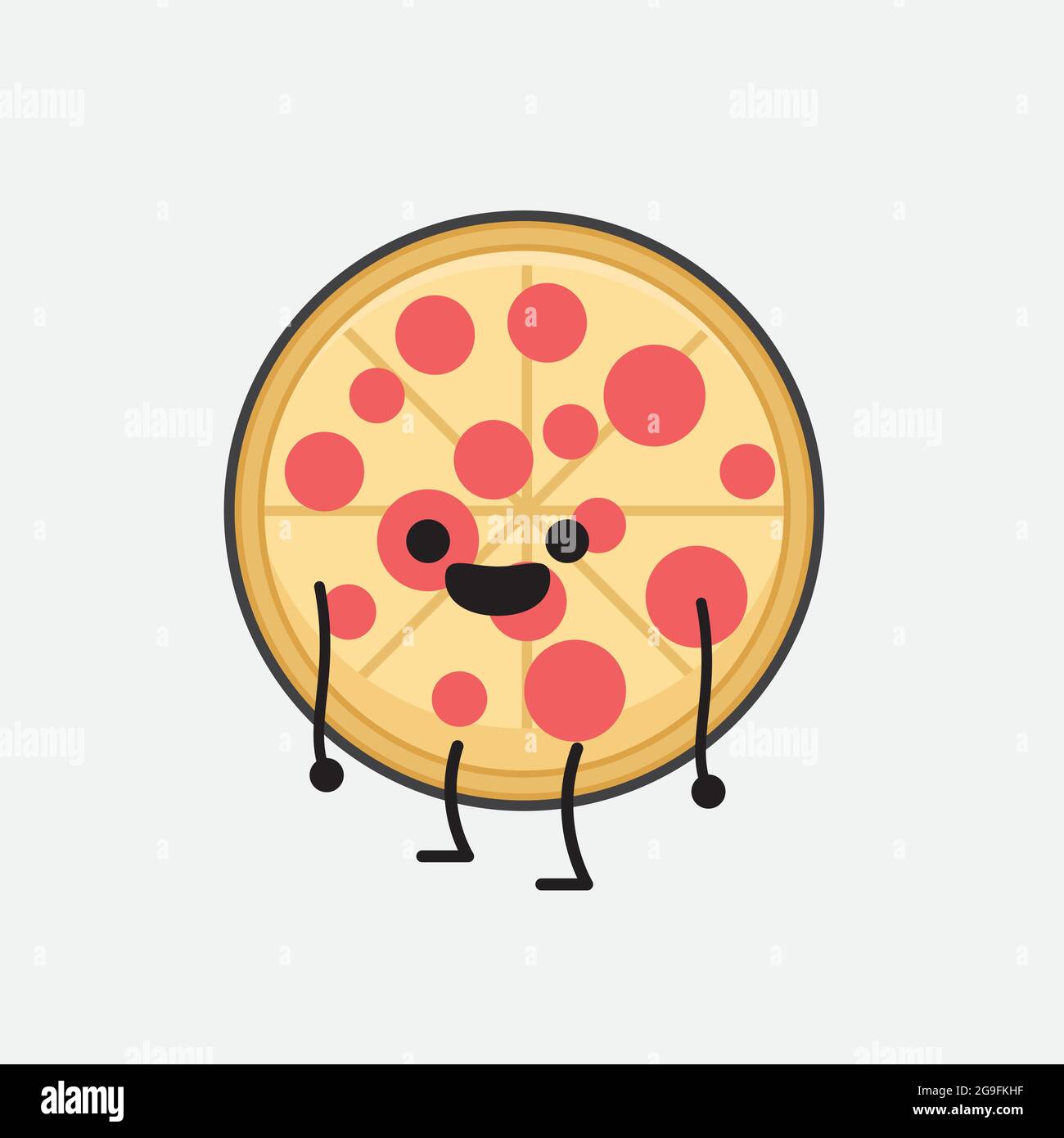 Vector Illustration of Pizza Character with cute face and simple body ...