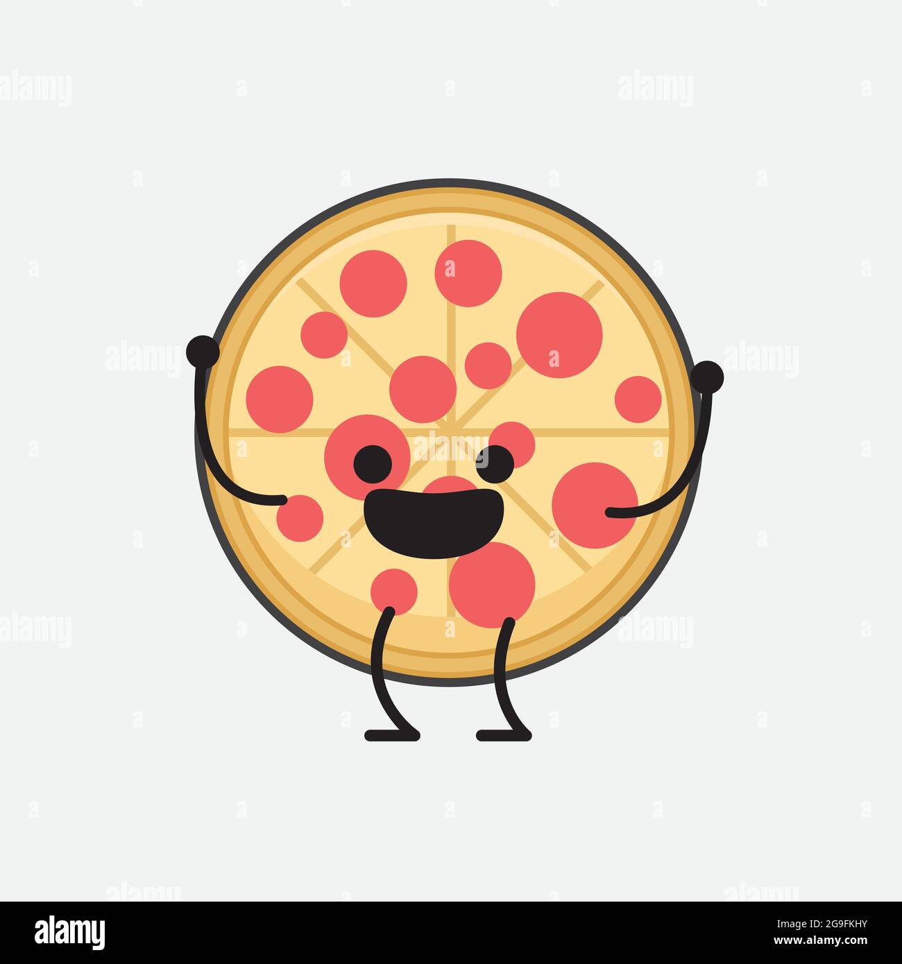 Vector Illustration of Pizza Character with cute face and simple body ...