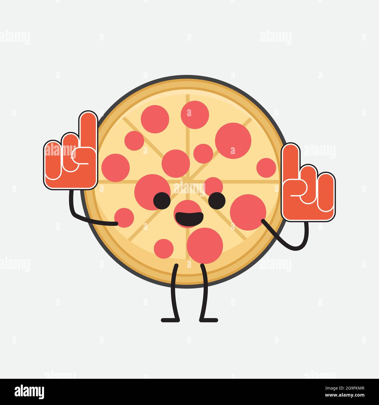 Vector Illustration of Pizza Character with cute face and simple body ...