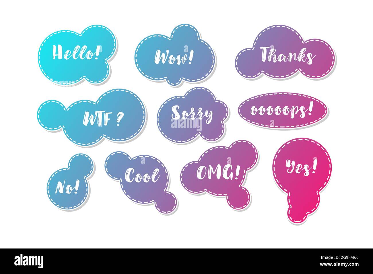 Set of social network stickers design. Isolated vector illustrations ...