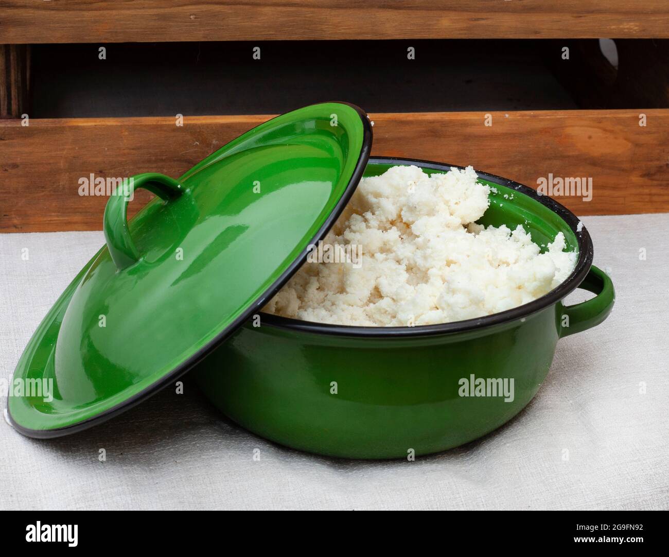 Traditional South African Maize meal in rustic green pot Stock Photo ...