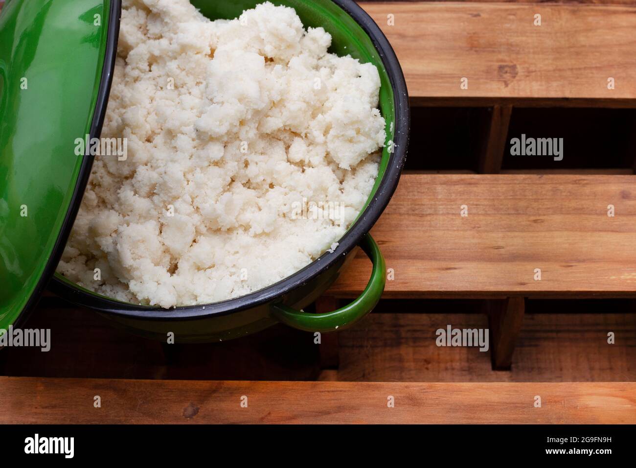 Traditional South African Maize meal in rustic green pot Stock Photo ...