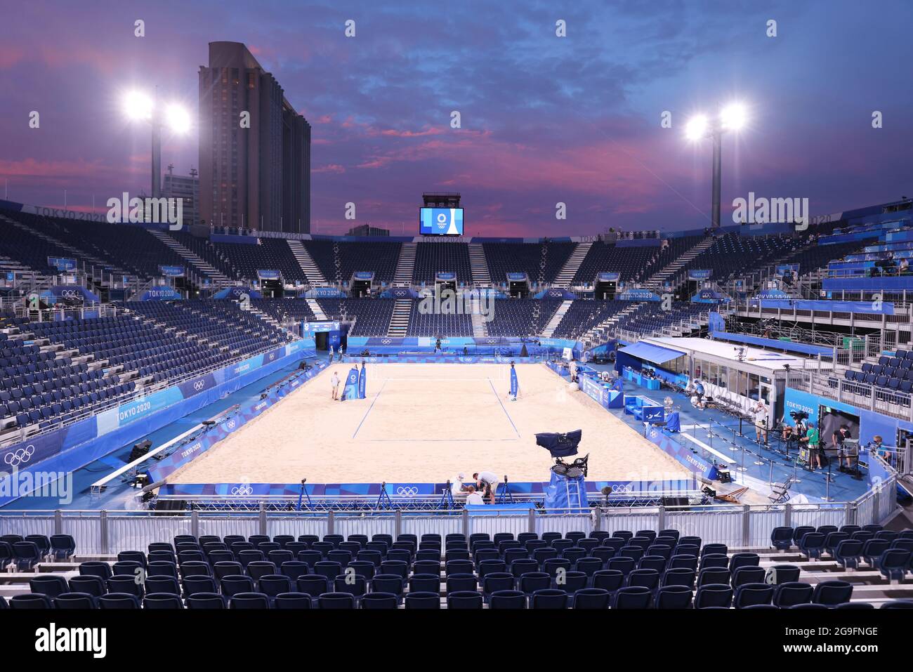 Tokyo, Japan. 26th July, 2021. the Shiokaze Park Beach Volleyball : during the Tokyo 2020 ...