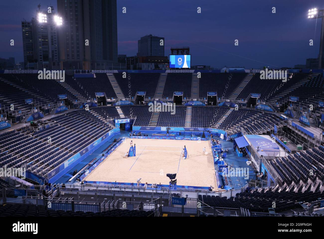 Tokyo, Japan. 26th July, 2021. the Shiokaze Park Beach Volleyball : during the Tokyo 2020 ...