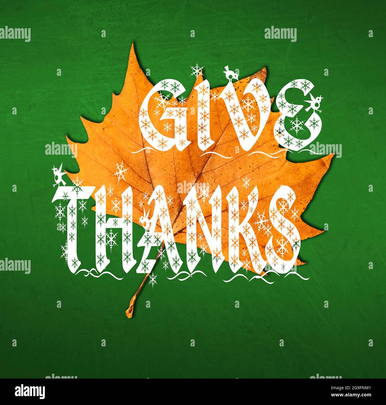 Word Give Thanks written on brown leaf Stock Photo - Alamy