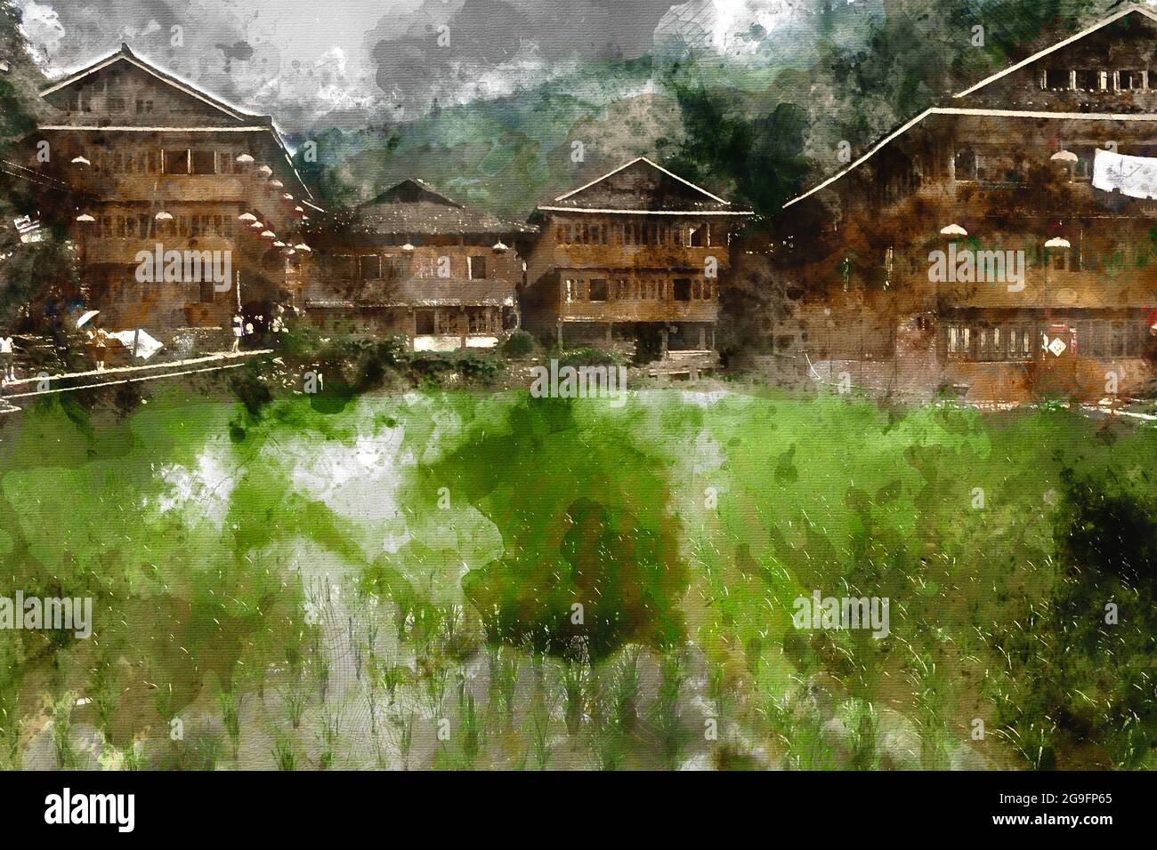 Landscape Digital Watercolour Art Prints Home & Living etna.com.pe