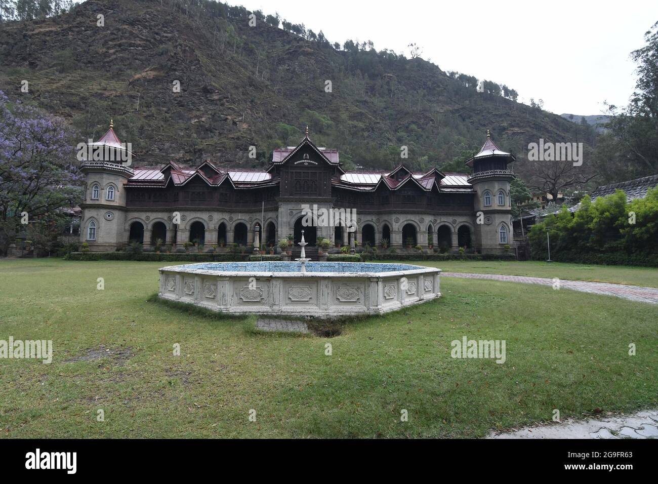Rampur Palace with fountain at Rampur Bushahr in Shimla, Himachal ...