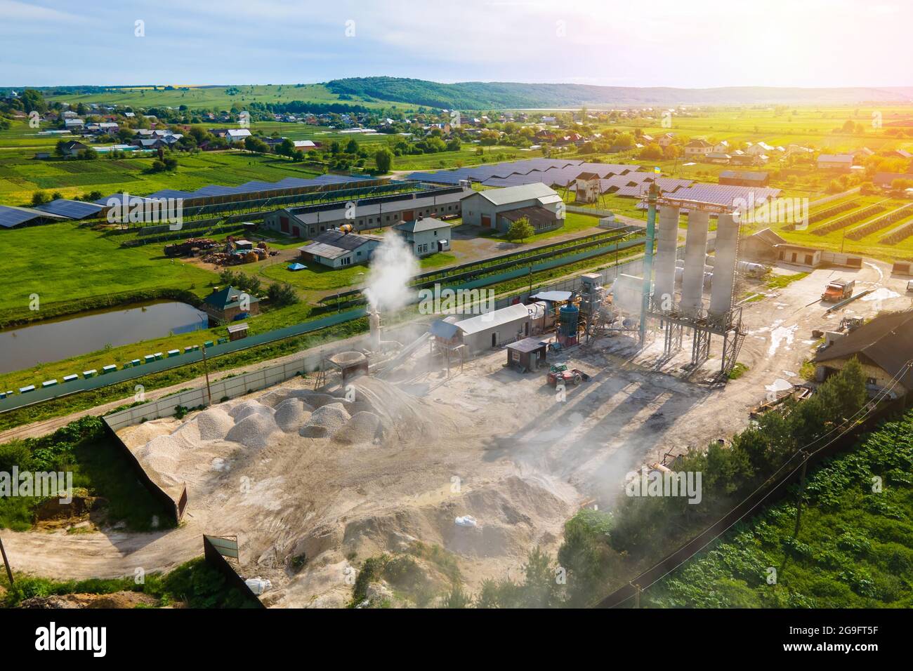 Processing factory at mining site producing cement construction ...