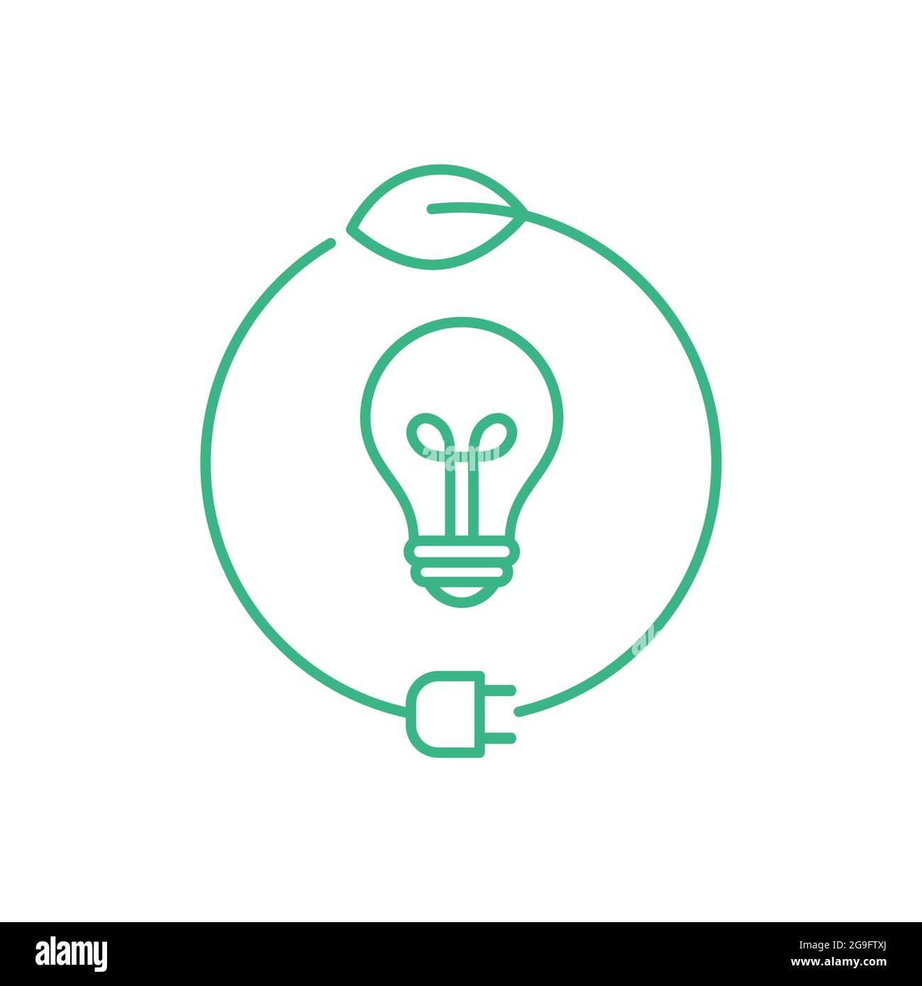 Eco energy concept. Green light bulb inside circle with leaf and ...