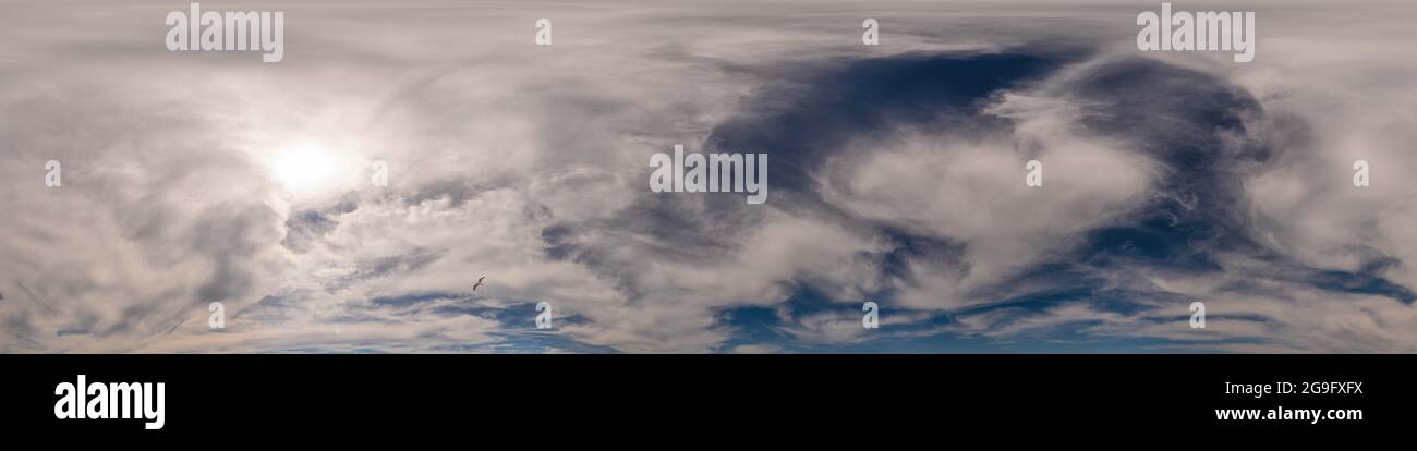Blue sky panorama with Cumulus clouds. Seamless hdr 360 degree pano in ...