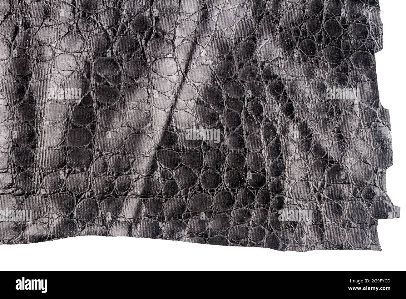 Piece of black artificial leather isolated on white background. Fake ...