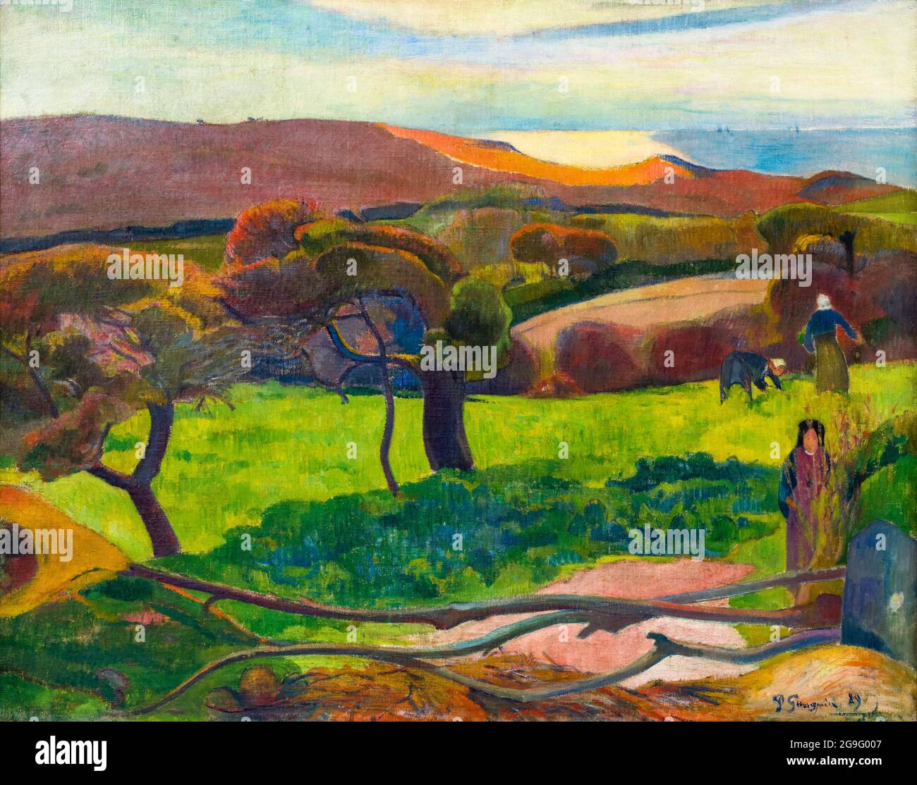 Paul Gauguin, oil on canvas painting, Landscape from Brittany, 1889 ...