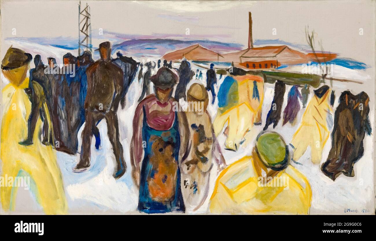 Workers returning home, painting by Edvard Munch, 1920 Stock Photo - Alamy