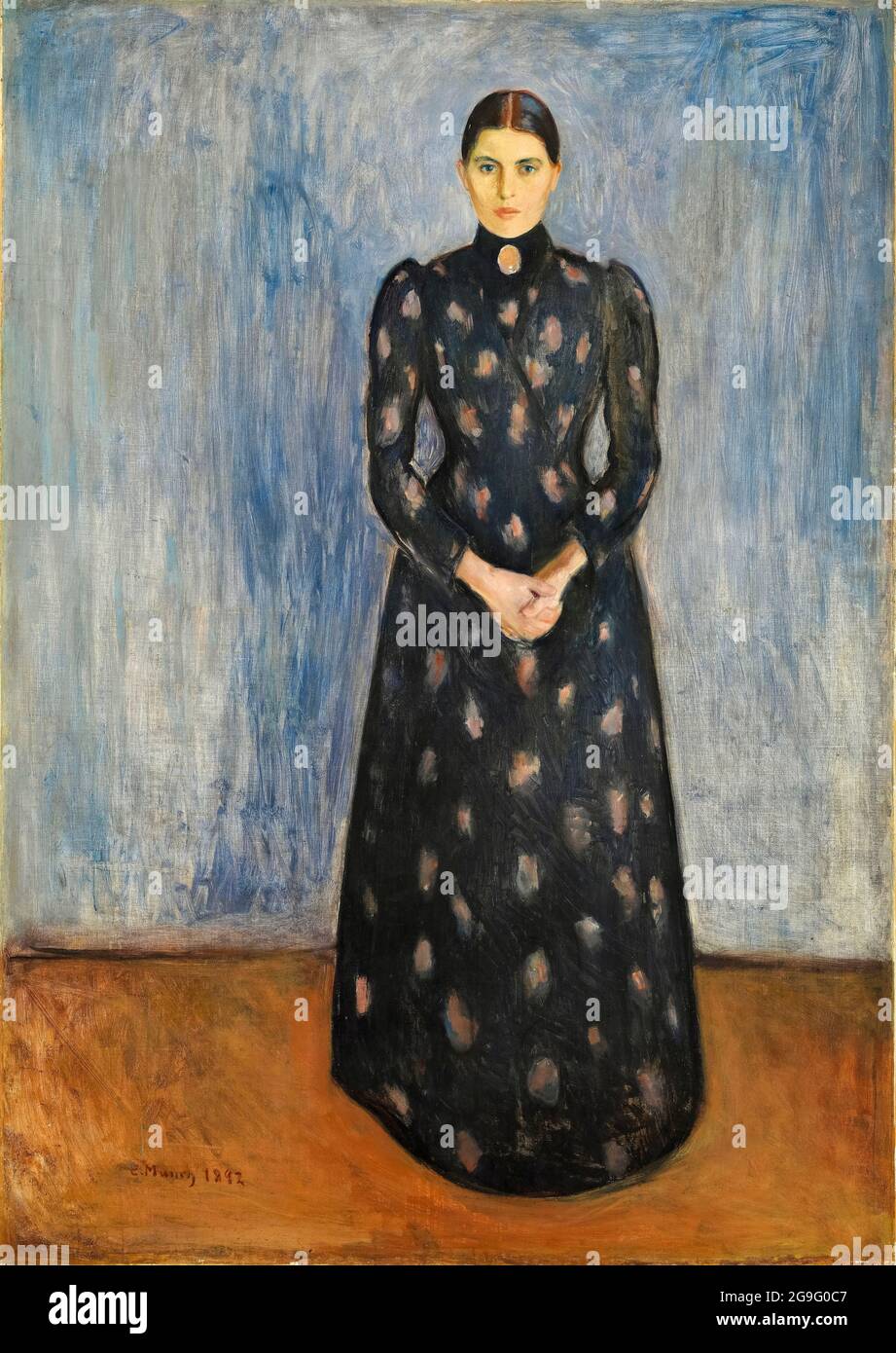 Edvard Munch, Inger in Black and Violet, portrait painting, 1892 Stock ...