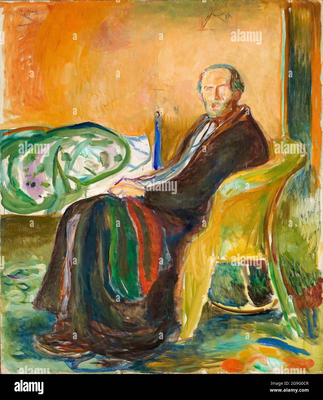 Self-Portrait with the Spanish Flu, painting by Edvard Munch, 1919 ...