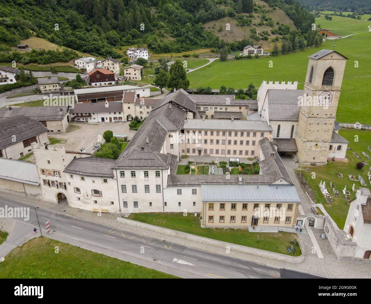 Benedictine Convent of St. John in Mustair on the Swiss alps, Unesco ...