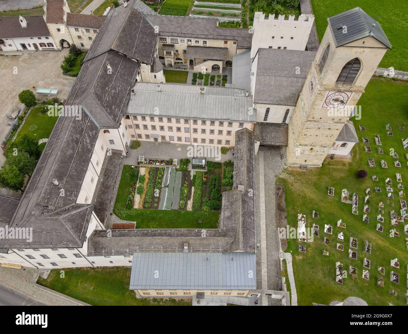 Benedictine Convent of St. John in Mustair on the Swiss alps, Unesco ...