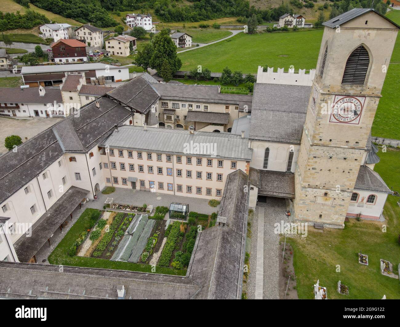 Benedictine Convent of St. John in Mustair on the Swiss alps, Unesco ...