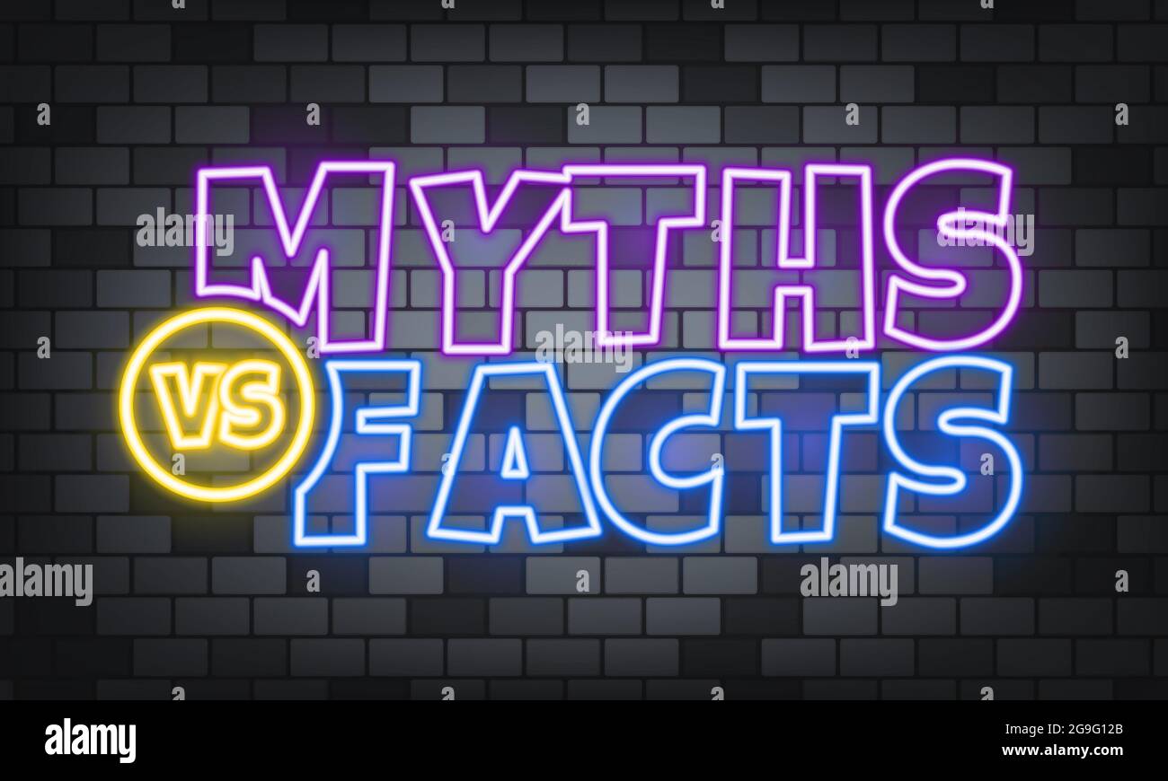 Myths or facts neon text on the stone background. Myths or facts. For ...