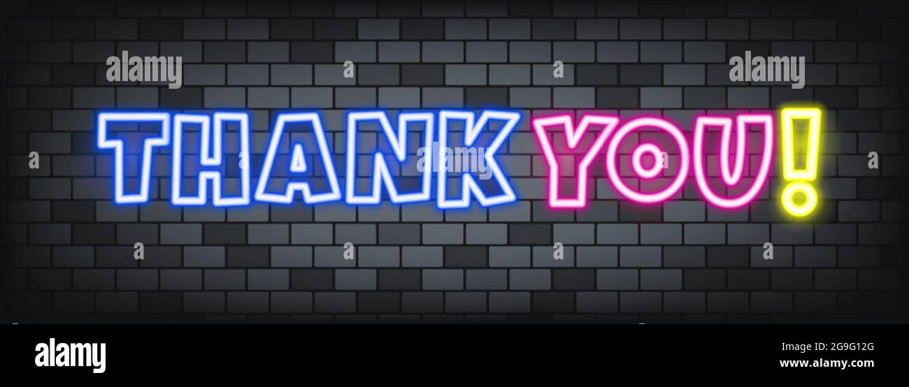 Thank you neon text on the stone background. Thank you. For business ...