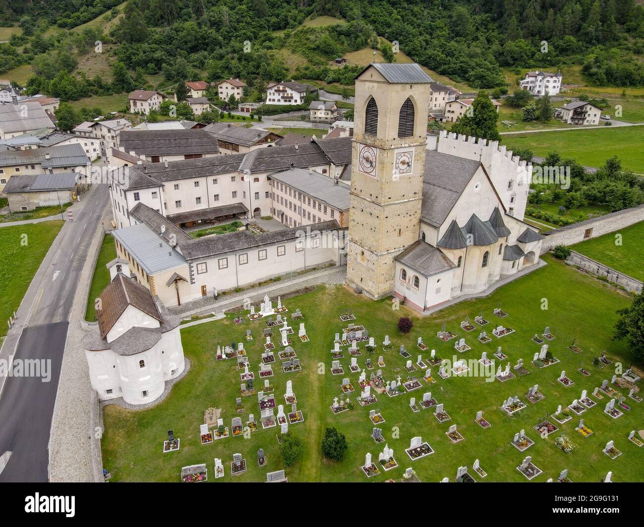 Benedictine Convent of St. John in Mustair on the Swiss alps, Unesco ...