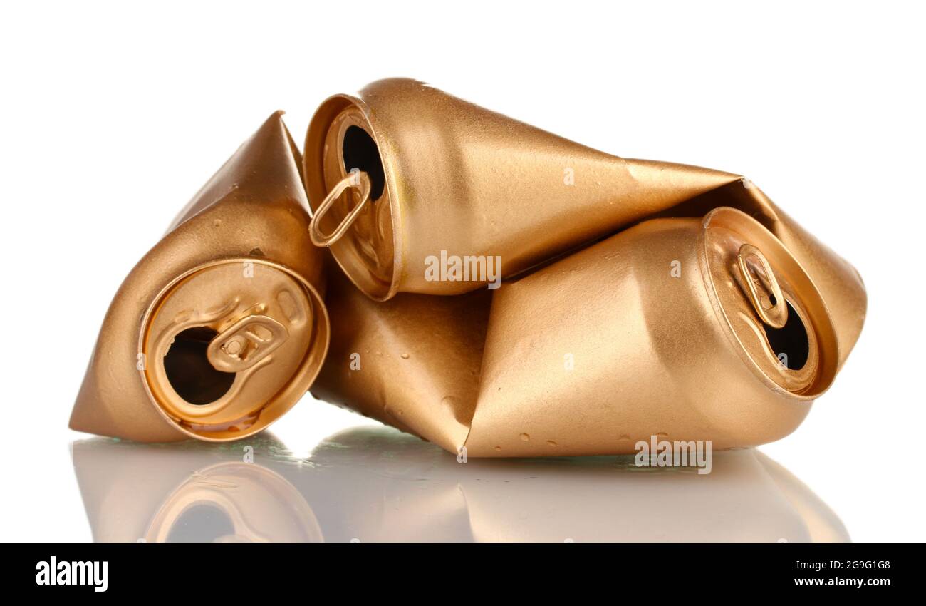 crumpled empty can isolated on white Stock Photo - Alamy