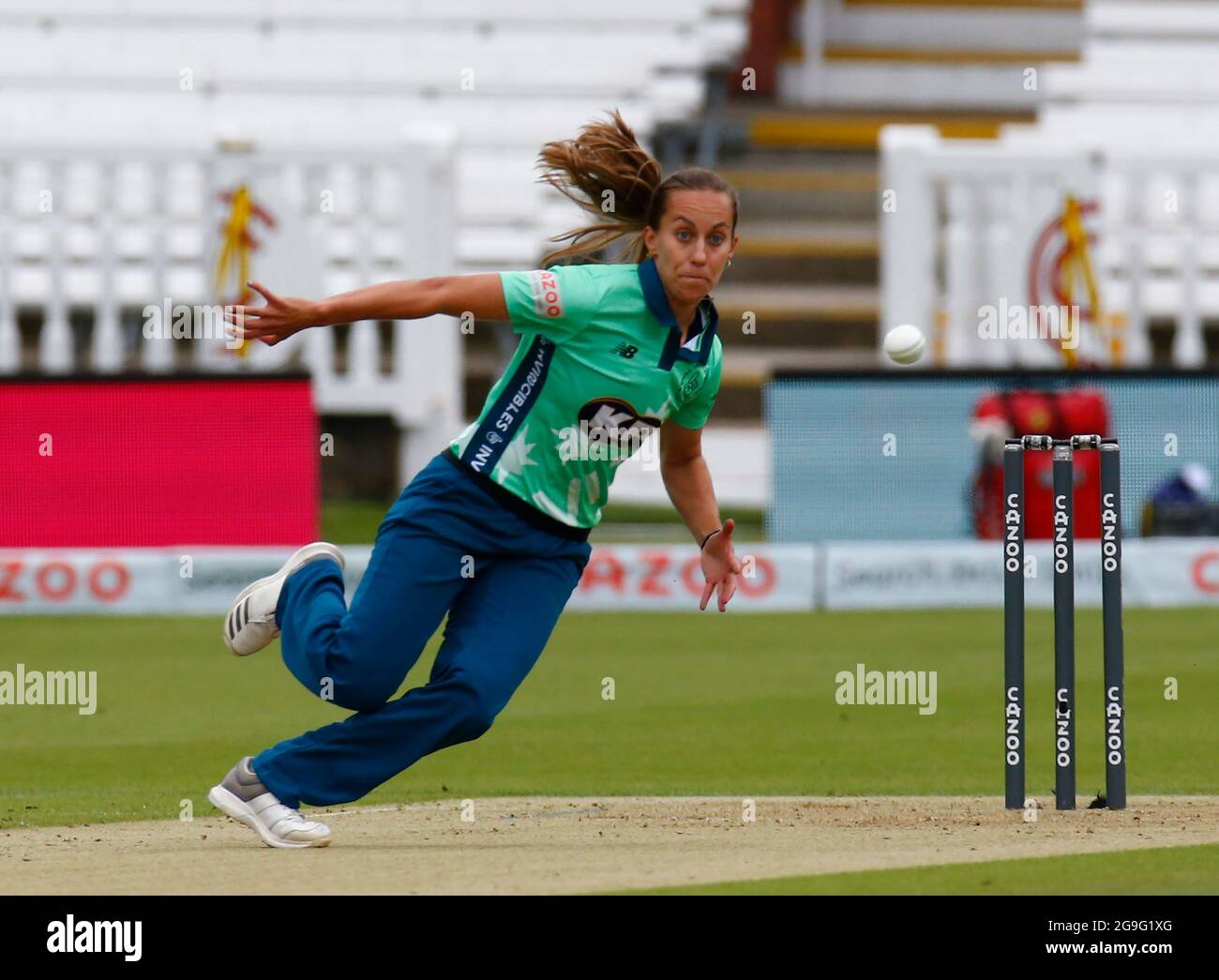 LONDON, ENGLAND - July 25: Tash Farrant of Oval Invincibles Women ...
