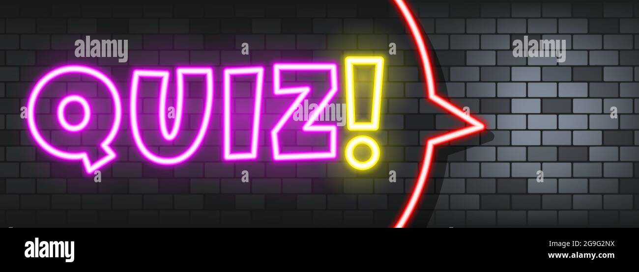 Quiz neon text on the stone background. Quiz. For business, marketing ...