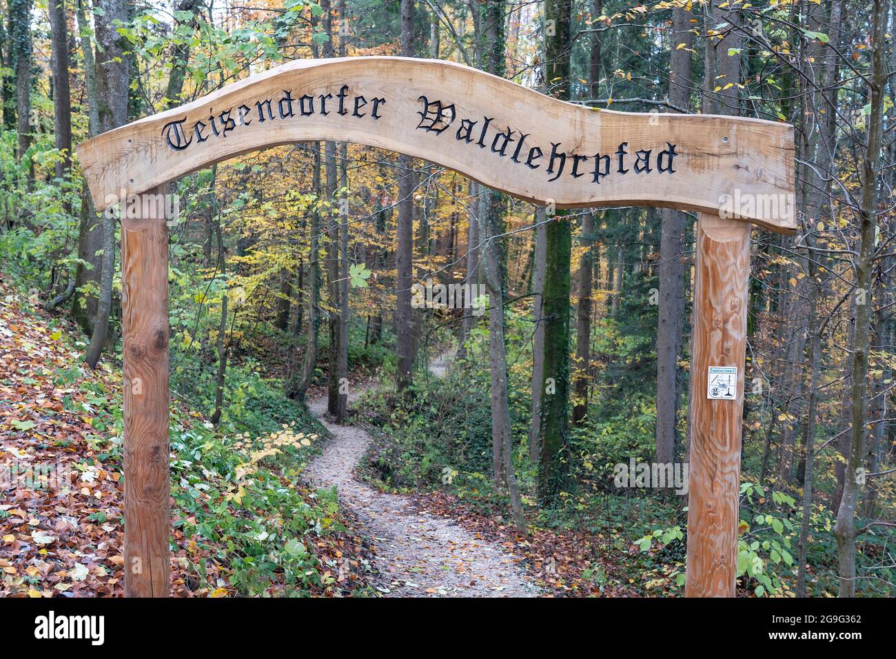 The educational forest trail in Teisendorf, Bavaria, Germany Stock ...