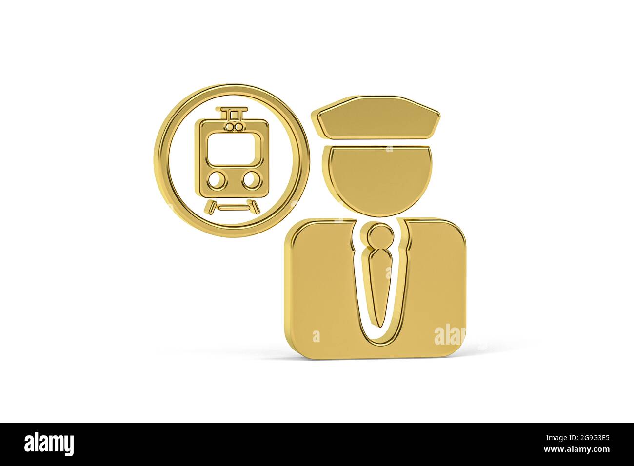 Golden 3d train driver icon isolated on white background - 3D render ...