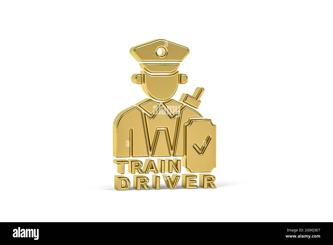 Golden 3d train driver icon isolated on white background - 3D render ...