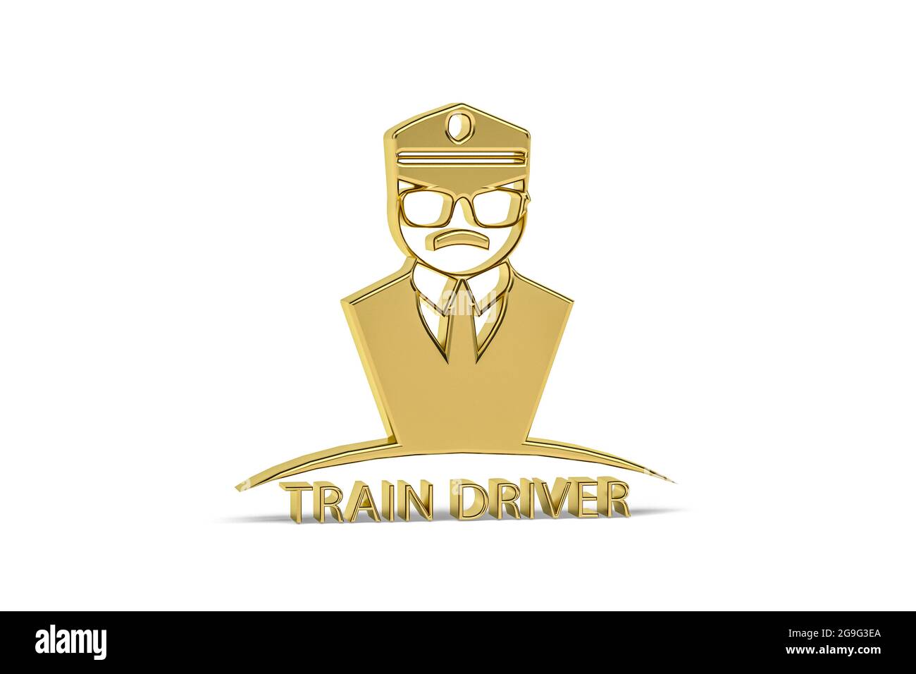 Golden 3d train driver icon isolated on white background - 3D render ...