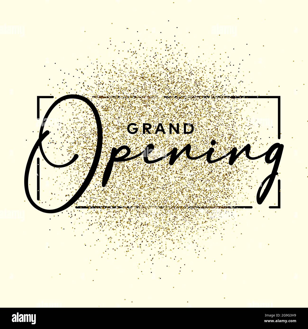 Grand opening text on the Gliiter gold texture. Design element. For ...