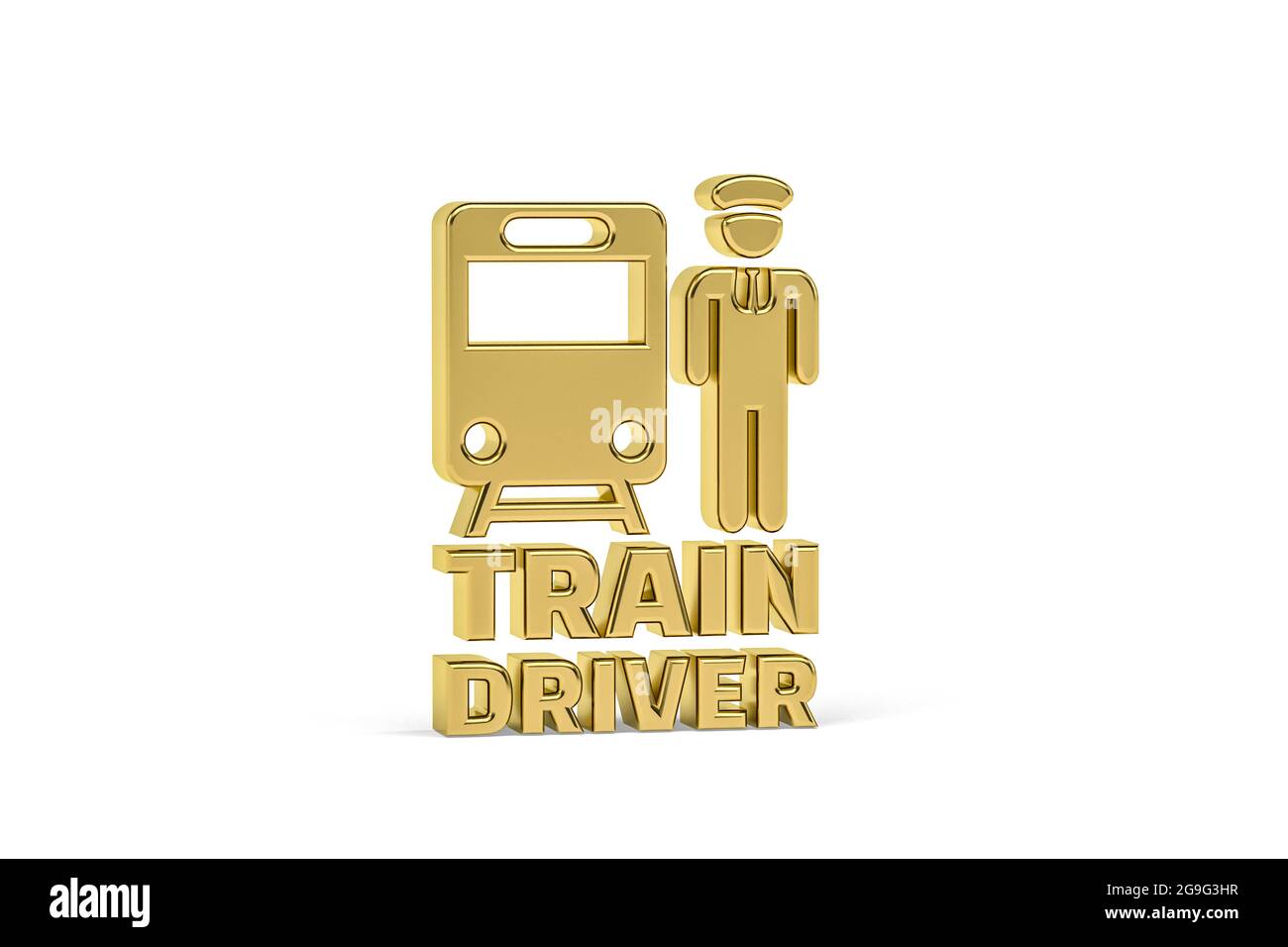 Golden 3d train driver icon isolated on white background - 3D render ...