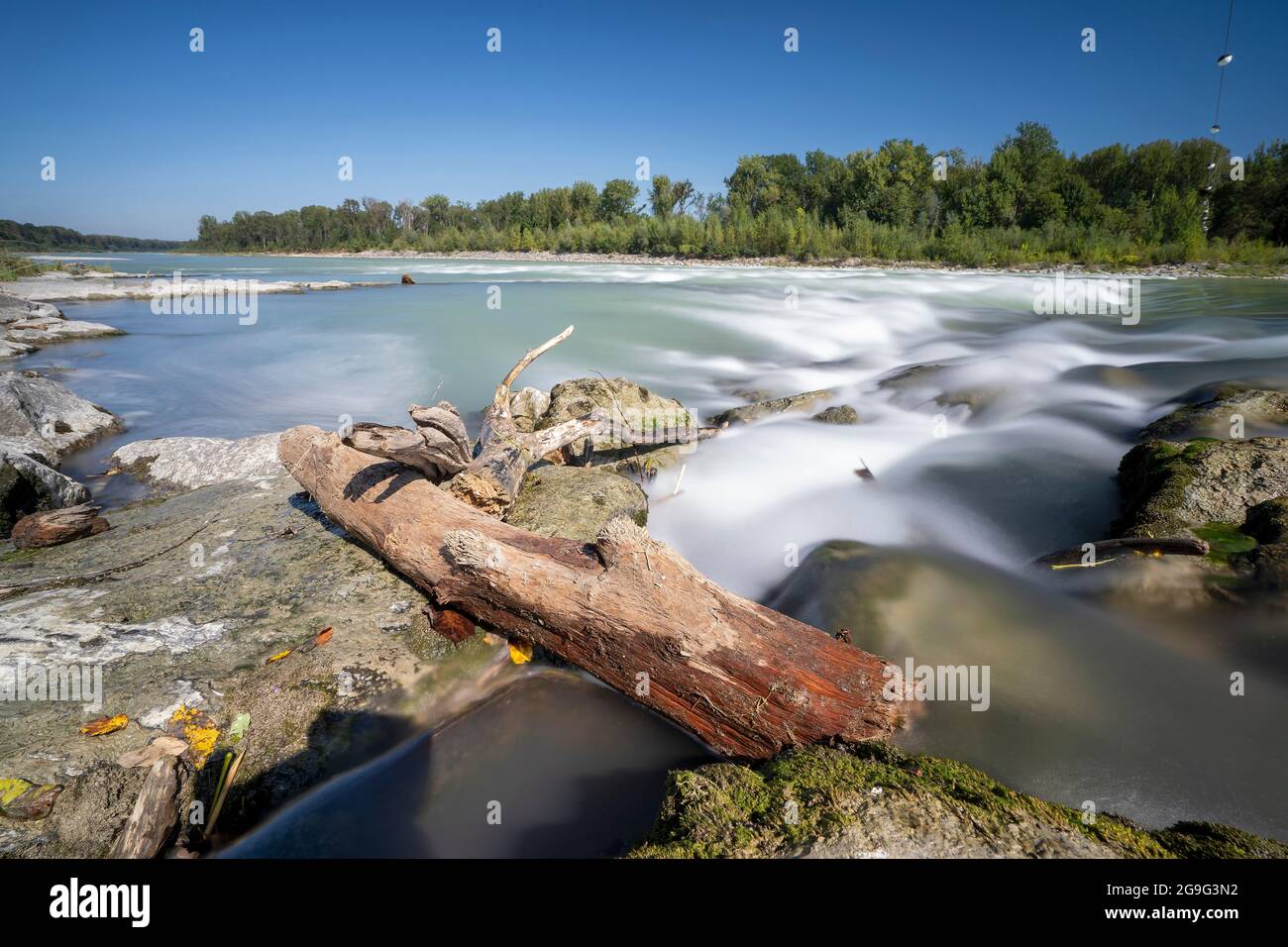 Salzach. Barrier in the urban area of Laufen, Upper Bavaria, Germany ...