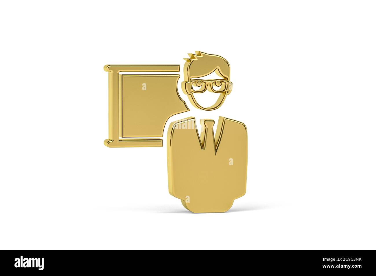 Golden 3d teacher icon isolated on white background - 3d render Stock ...
