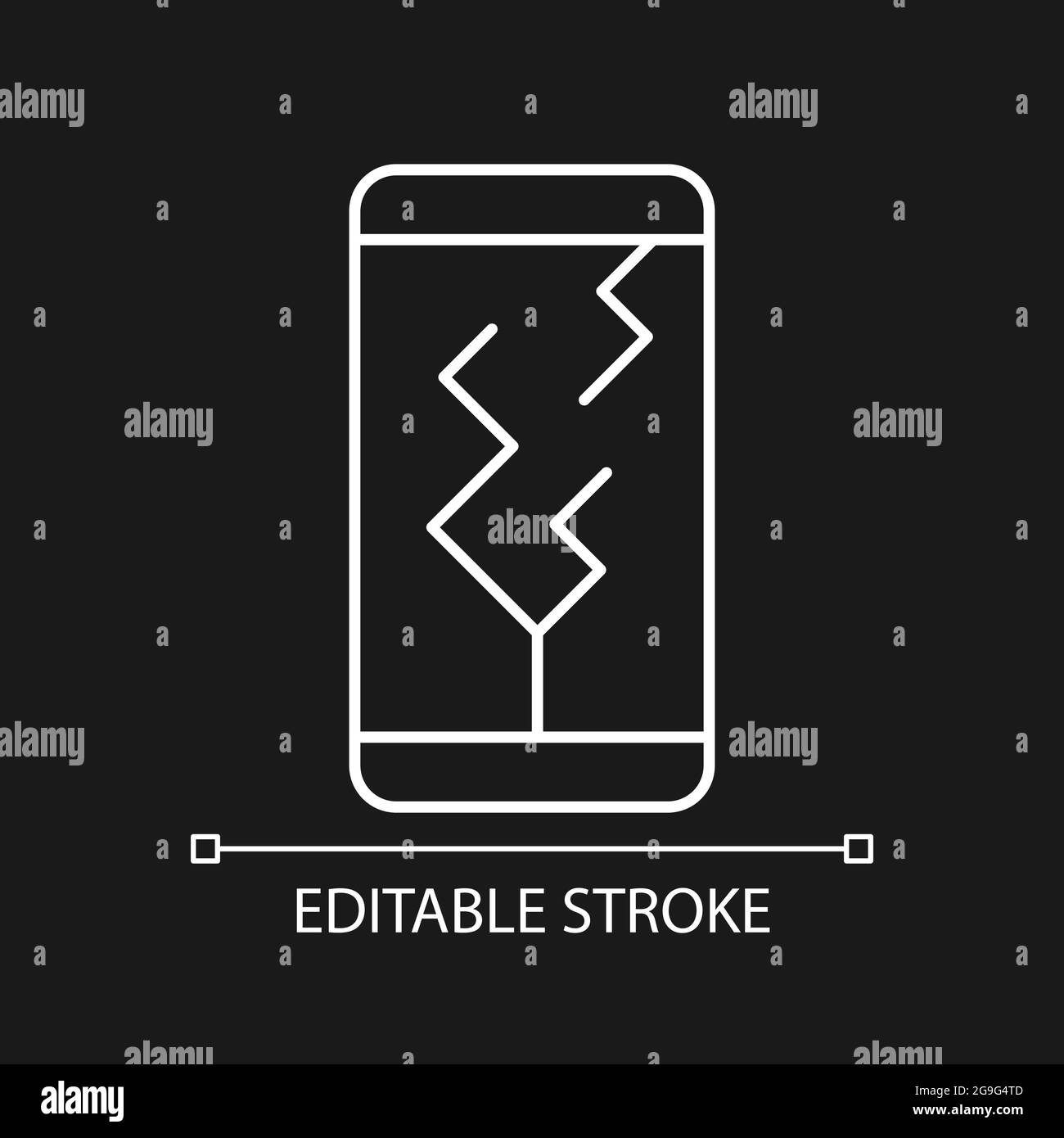 Screen damage white linear icon for dark theme Stock Vector Image & Art ...