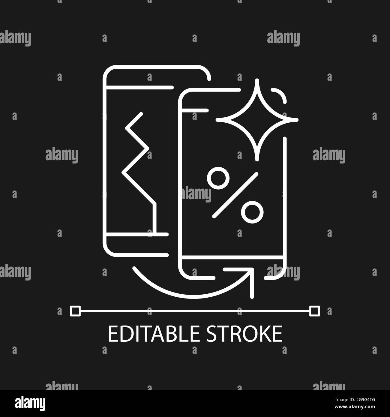 Old phone replacement white linear icon for dark theme Stock Vector ...