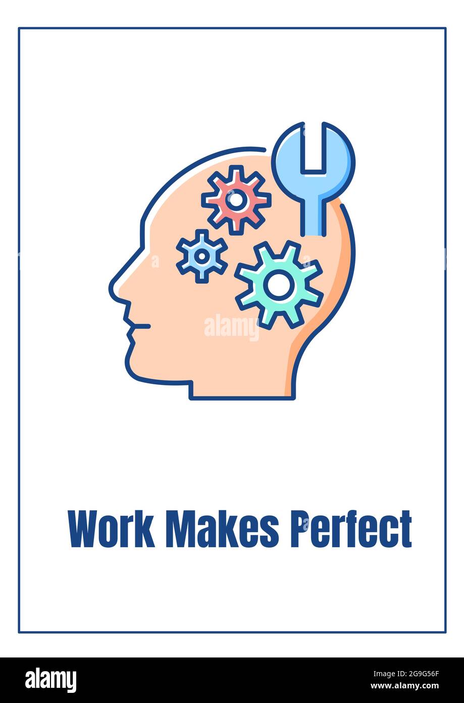 Work makes perfect greeting card with color icon element Stock Vector ...