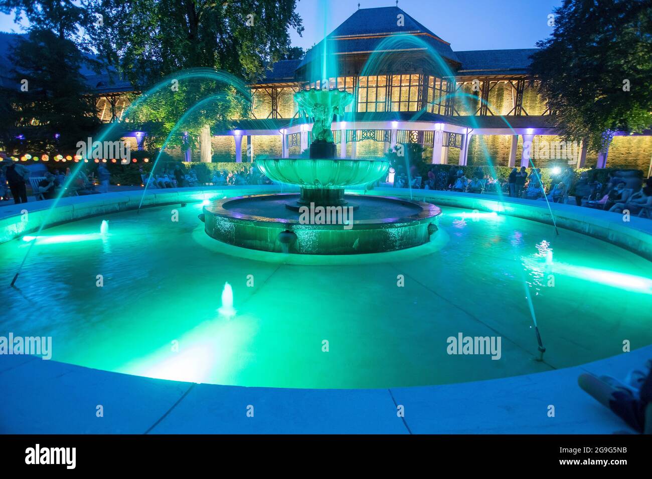 Spa garden lighting in the royal spa garden Bad Reichenhall. The ...