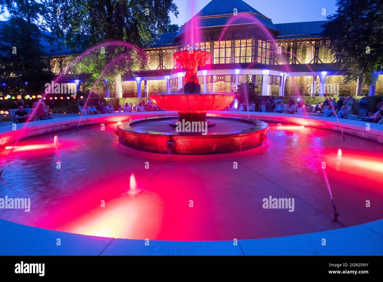 Spa garden lighting in the royal spa garden Bad Reichenhall. The ...